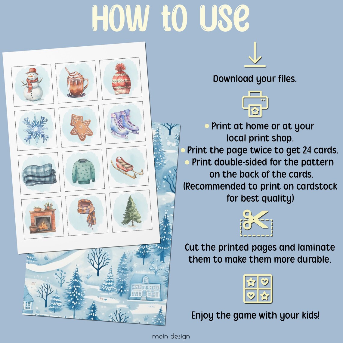 Printable Winter Memory Game: Kids Matching Activity (digital Download ...