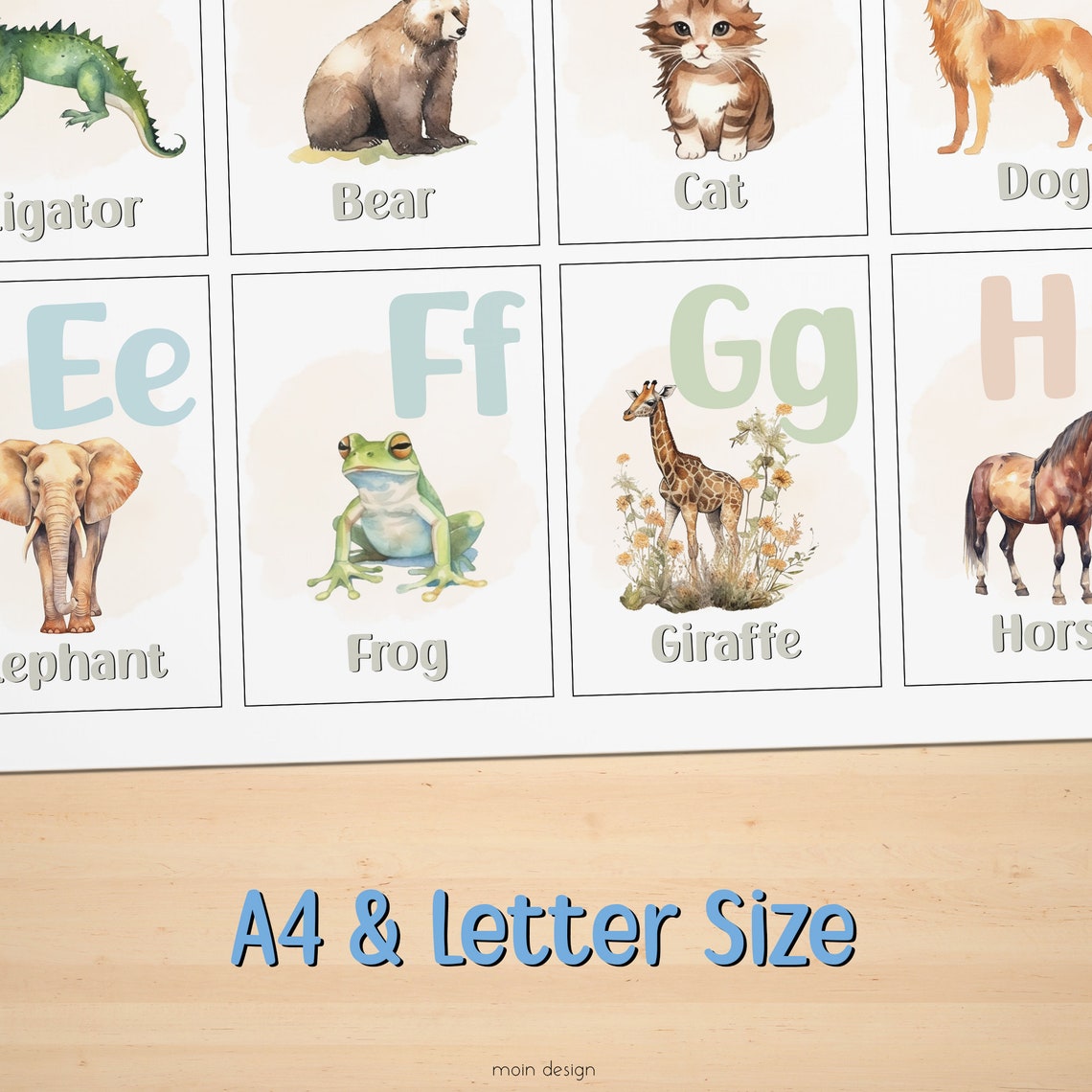 Animal Alphabet Flash Cards, Preschool Activity, Printable Montessori ...