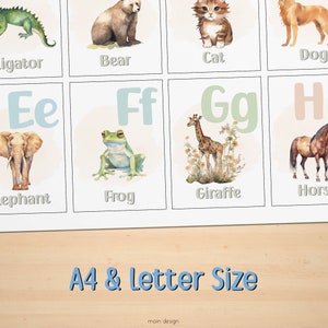 Animal Alphabet Flash Cards, Preschool Activity, Printable Montessori ...