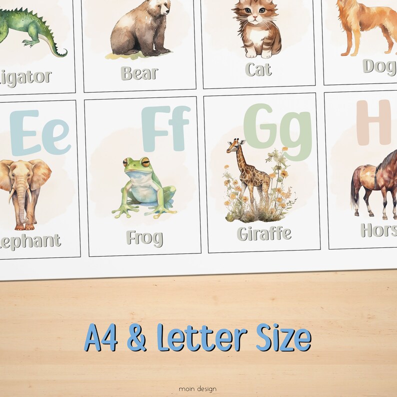 Animal Alphabet Flash Cards, Preschool Activity, Printable Montessori ...