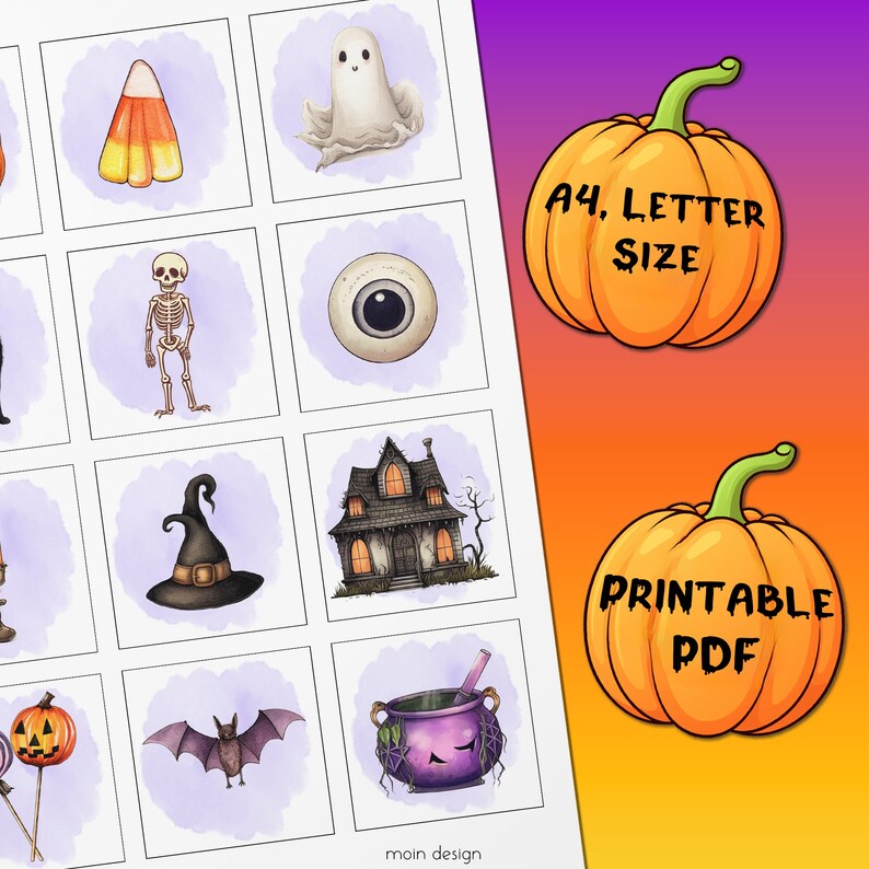 Printable Memory Game, Kids Halloween Activity, Matching Games for ...