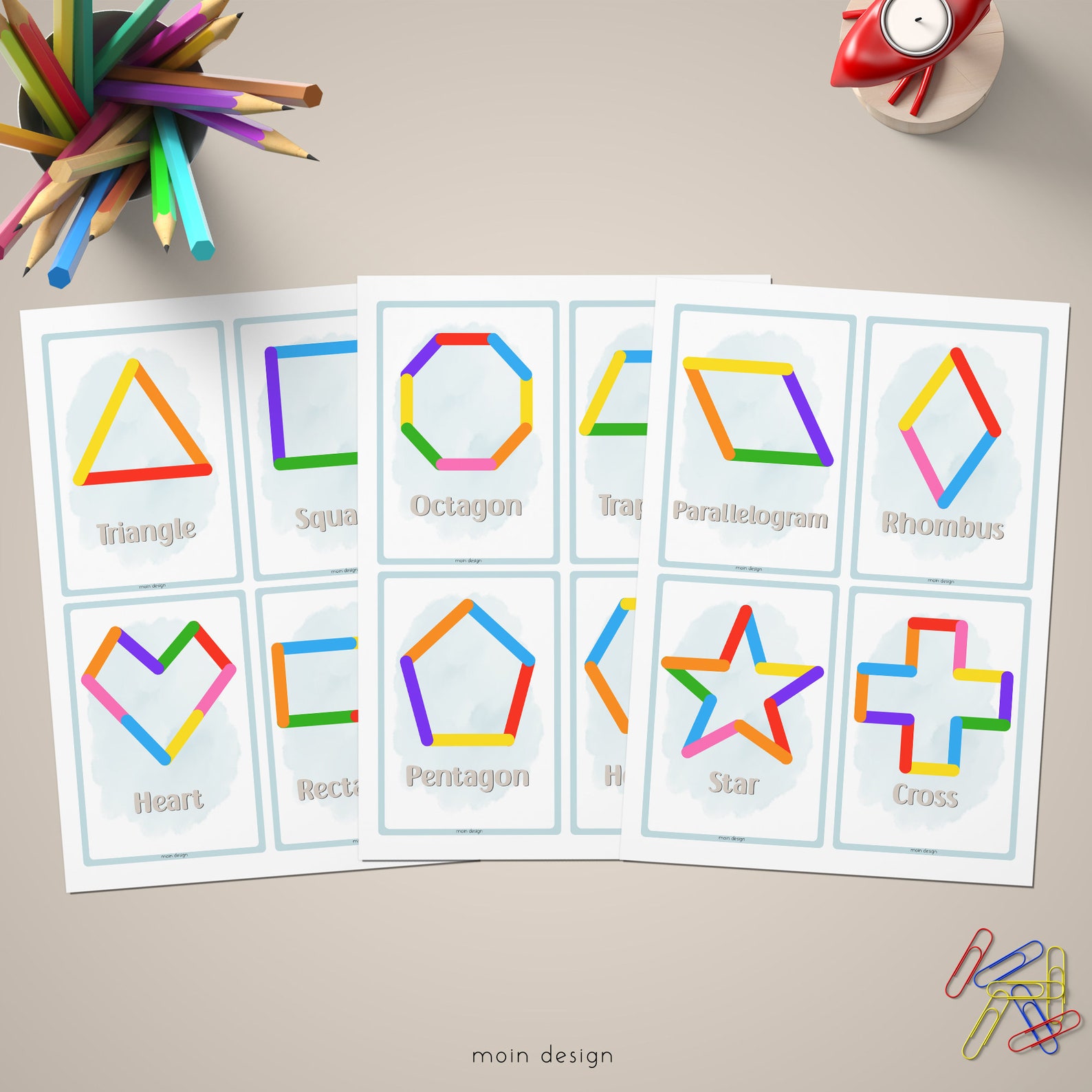 Shapes & Numbers Popsicle Sticks Activity, Craft Sticks, Montessori ...