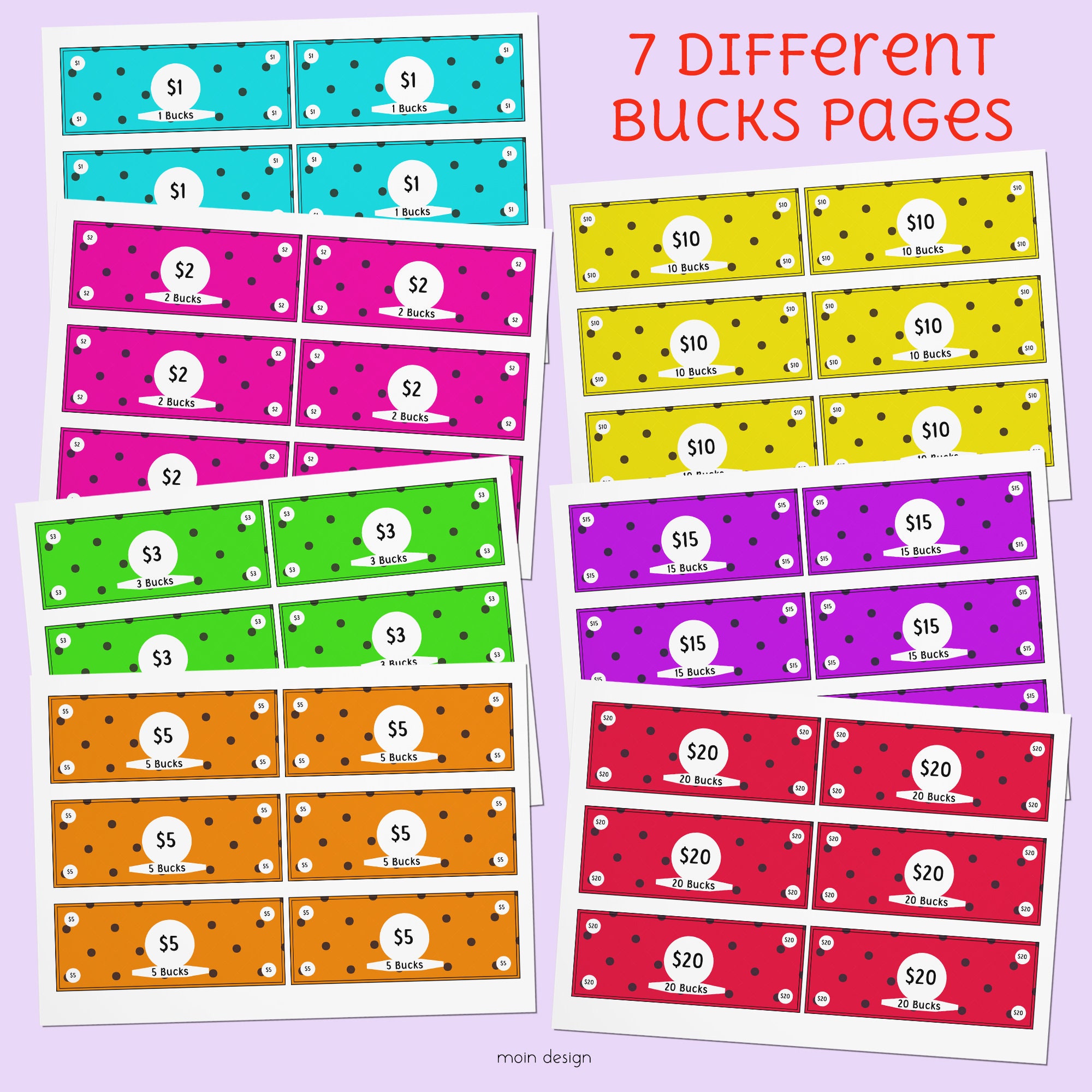 Printable Reward Bucks, Editable Chore Bucks, Reward Money, Reward ...