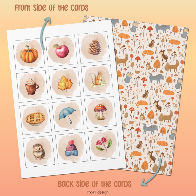 Printable Fall Memory Game, Kids Activity, Matching Games for Toddlers ...