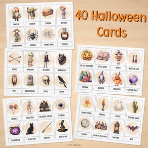 Halloween Flash Cards, Preschool Activity, Printable Montessori Cards ...