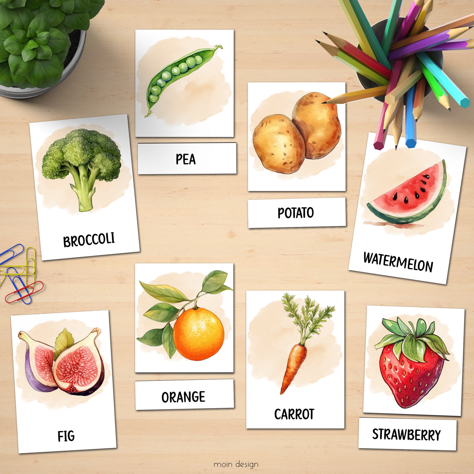 Fruits and Vegetables Flash Cards, Preschool Activity, Printable ...