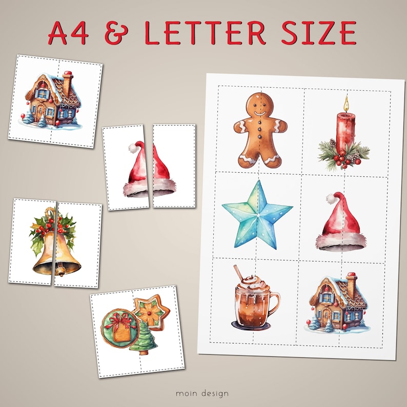 Christmas Matching Game for Toddler, Puzzle for Kids, Toddler Activity ...