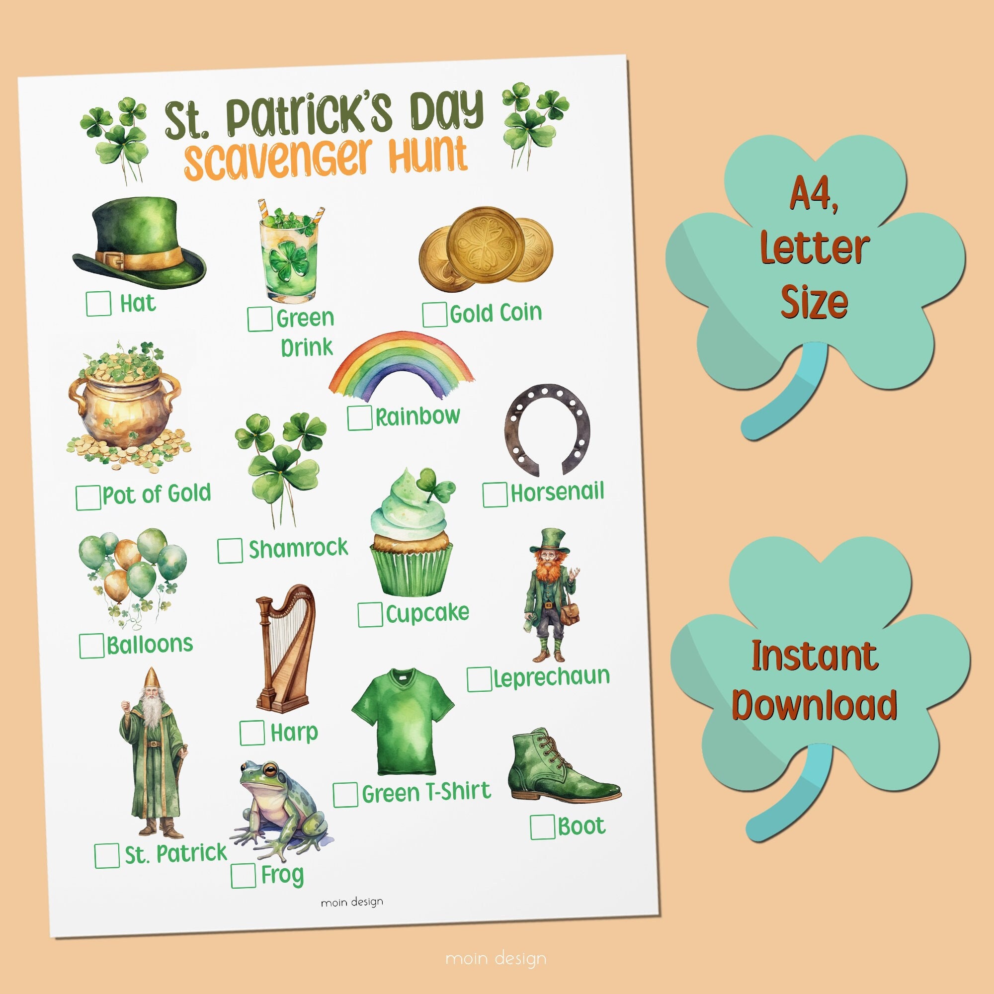 Printable St Patricks Day Scavenger Hunt for Kids, St Patricks Games ...