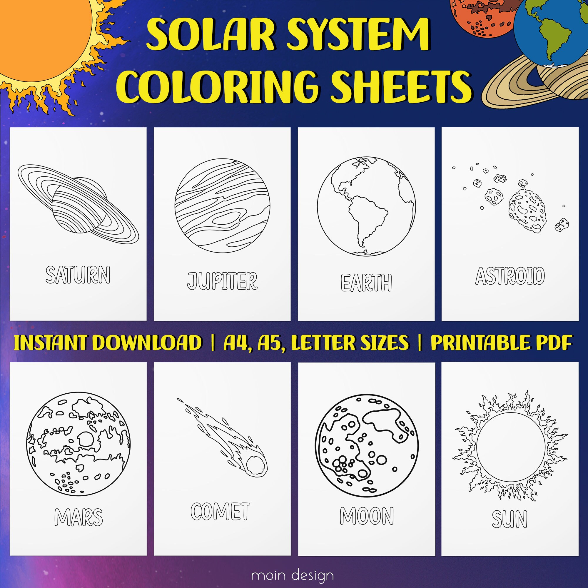 Printable Solar System Coloring Sheets, Coloring Pages for Kids ...