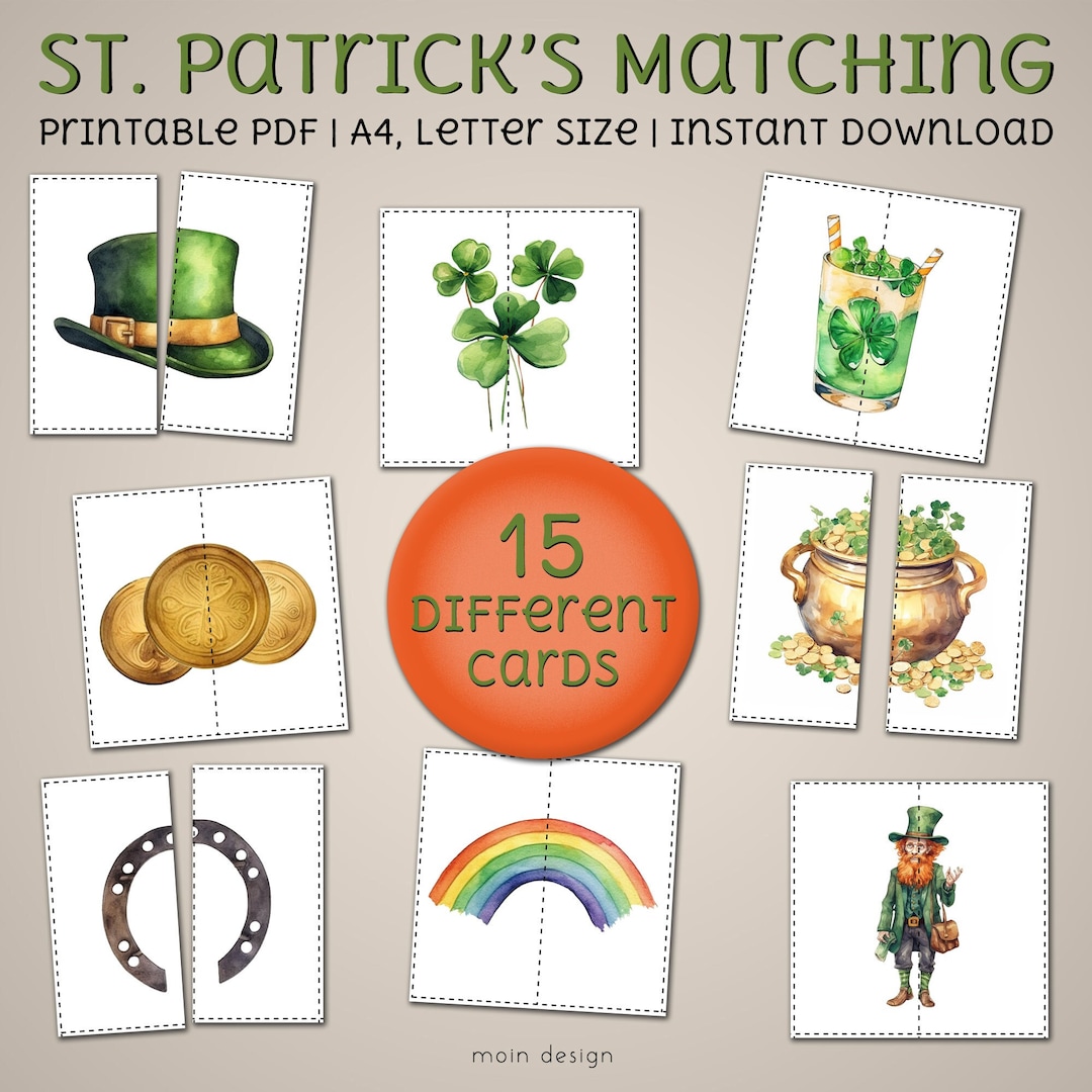 St Patricks Day Matching Game for Toddlers, Puzzle for Kids, Toddler ...