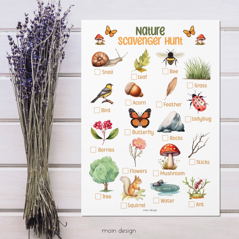 Printable Nature Scavenger Hunt, Outdoor Activity for Kids, Preschool ...