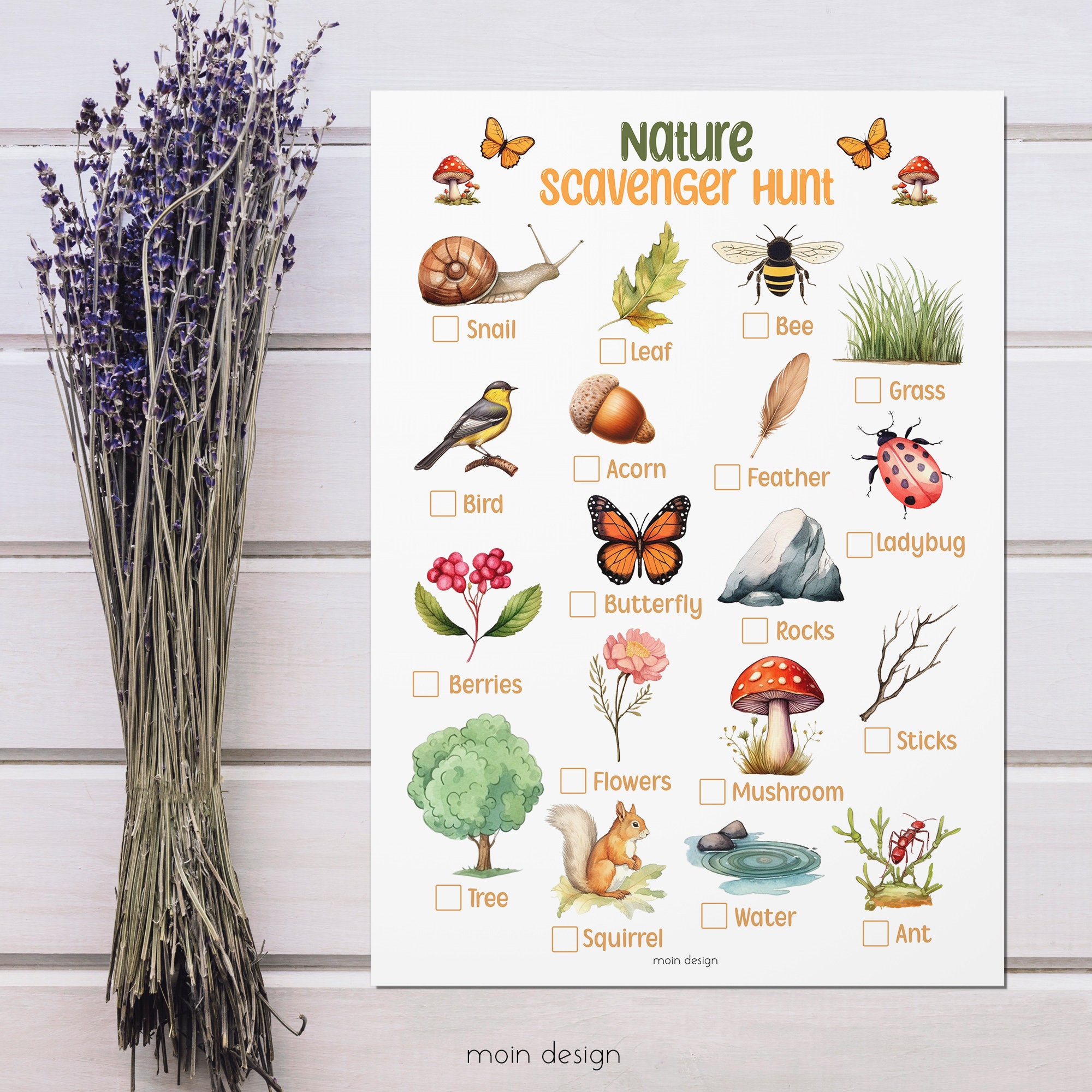 Printable Nature Scavenger Hunt, Outdoor Activity for Kids, Preschool ...