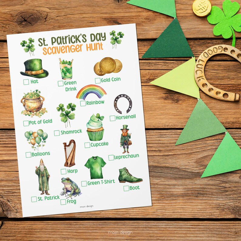 Printable St Patricks Day Scavenger Hunt for Kids, St Patricks Games ...