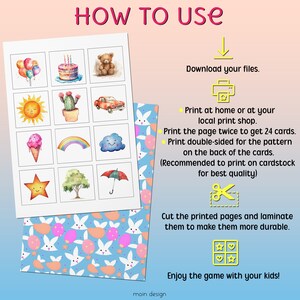 Printable Memory Game, Kids Activity, Matching Games for Toddlers ...