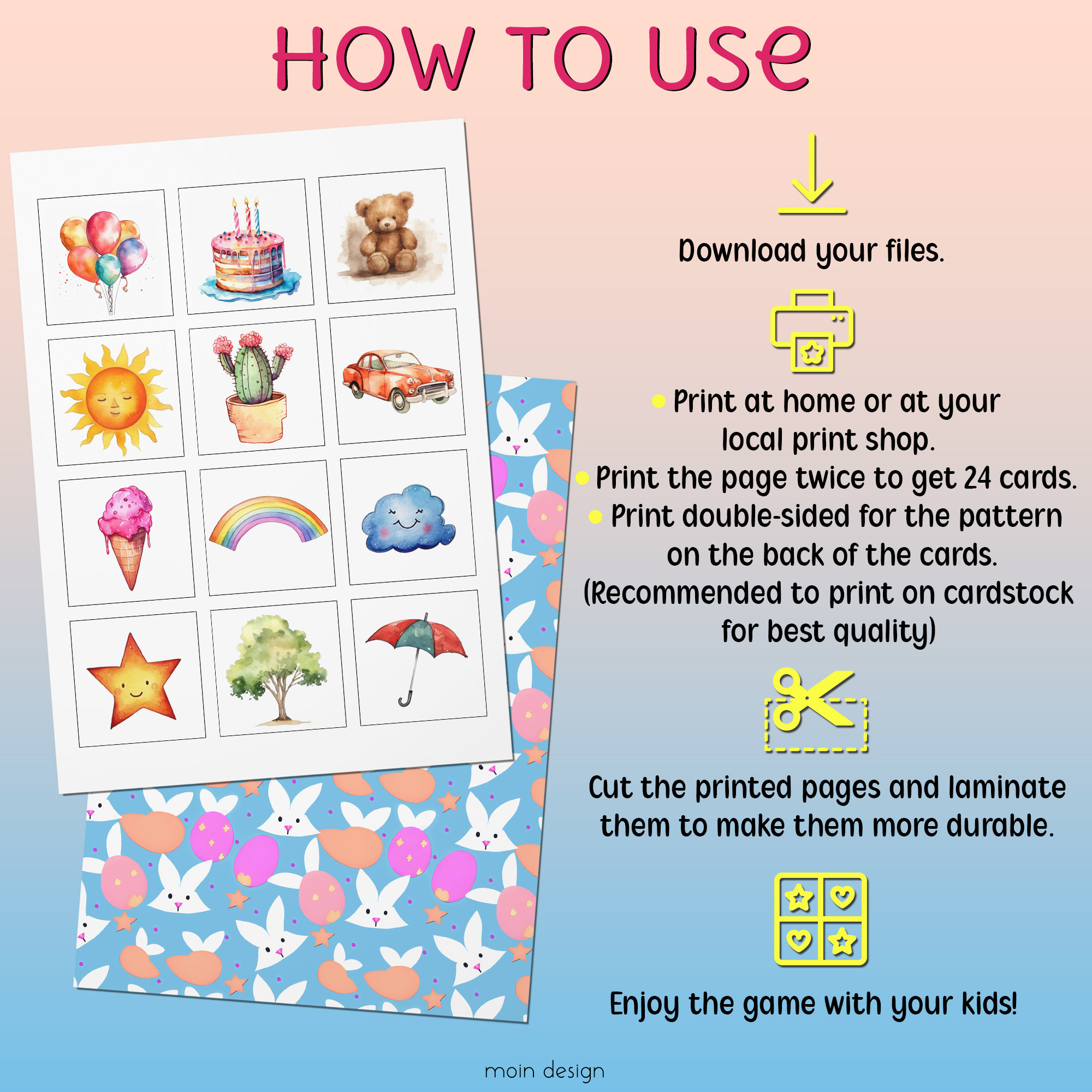 Printable Memory Game Kids Activity Matching Games for - Etsy