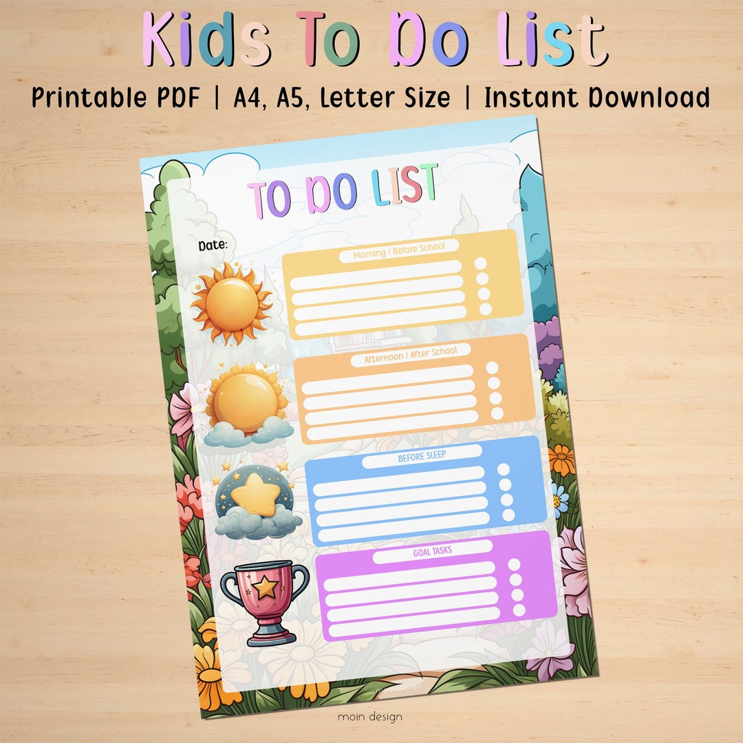 Kids Daily to Do List, Chore Chart for Kids, Daily Schedule, Daily ...