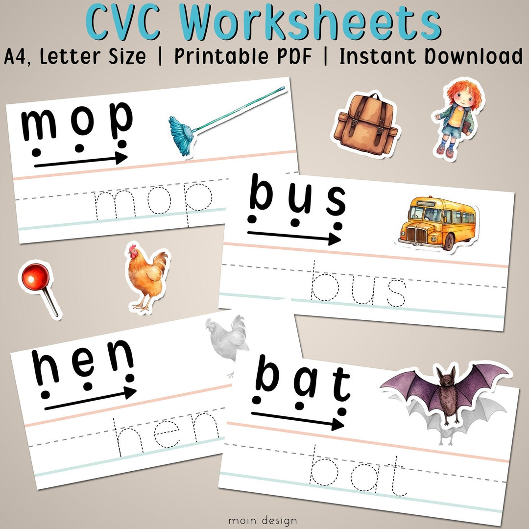 Printable CVC Words Worksheet, Toddler Activity, Learn to Read ...