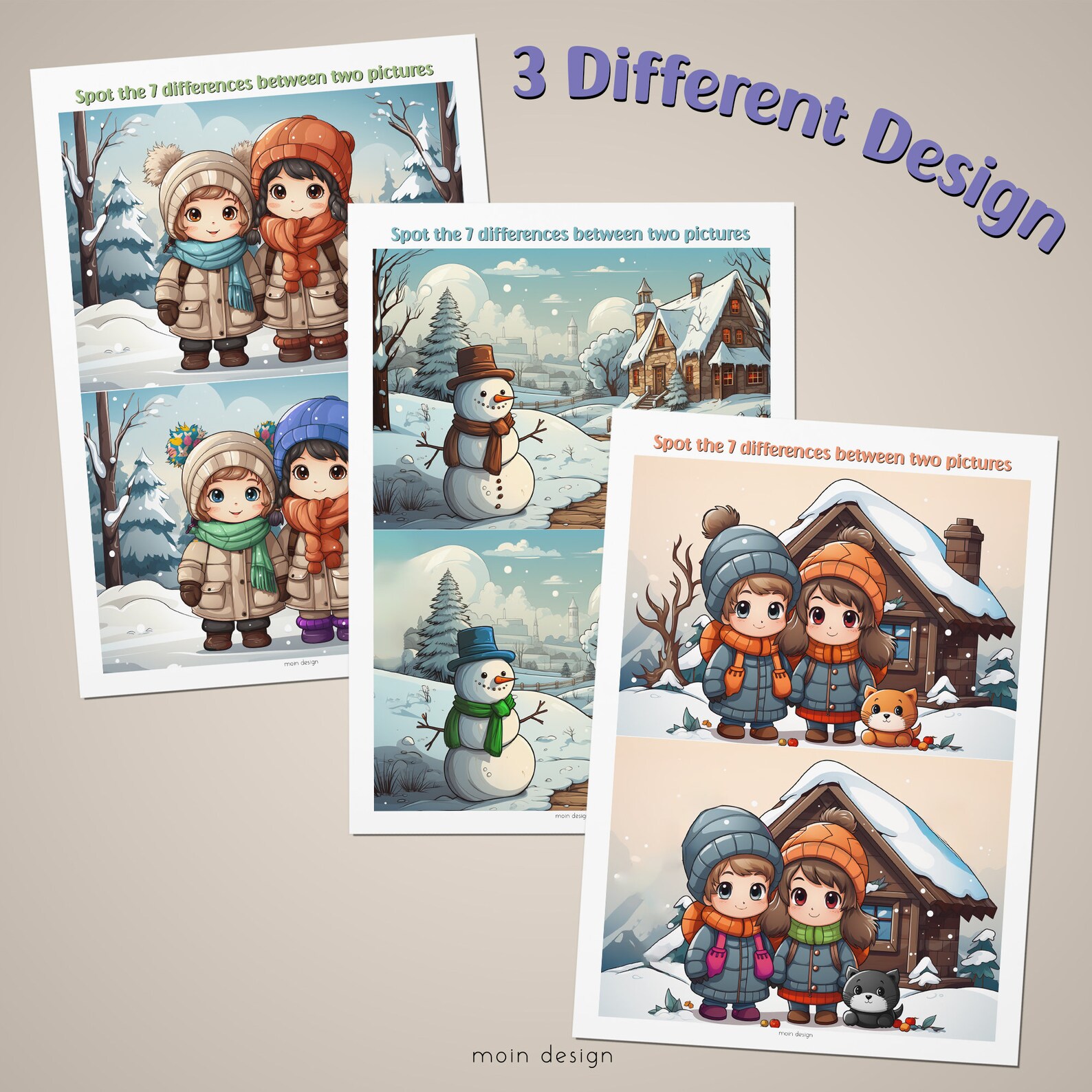 Winter Spot the Difference Activity: Toddler & Preschool Game (digital ...