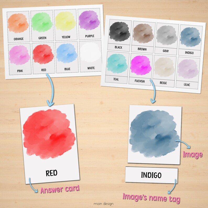 16 Color Flash Cards, Preschool Cards, Montessori Printable Activity ...