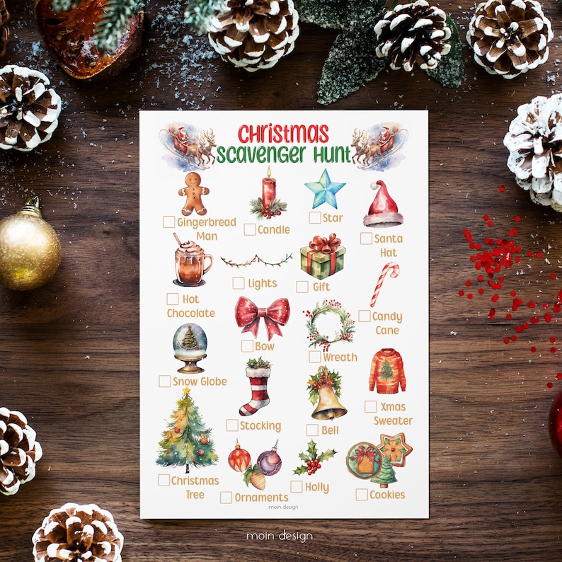 Printable Christmas Scavenger Hunt for Kids, Christmas Games for Kids ...