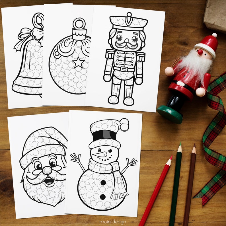 Christmas Dot Marker Coloring Pages, Dot a Dot Painting, Christmas Dot ...