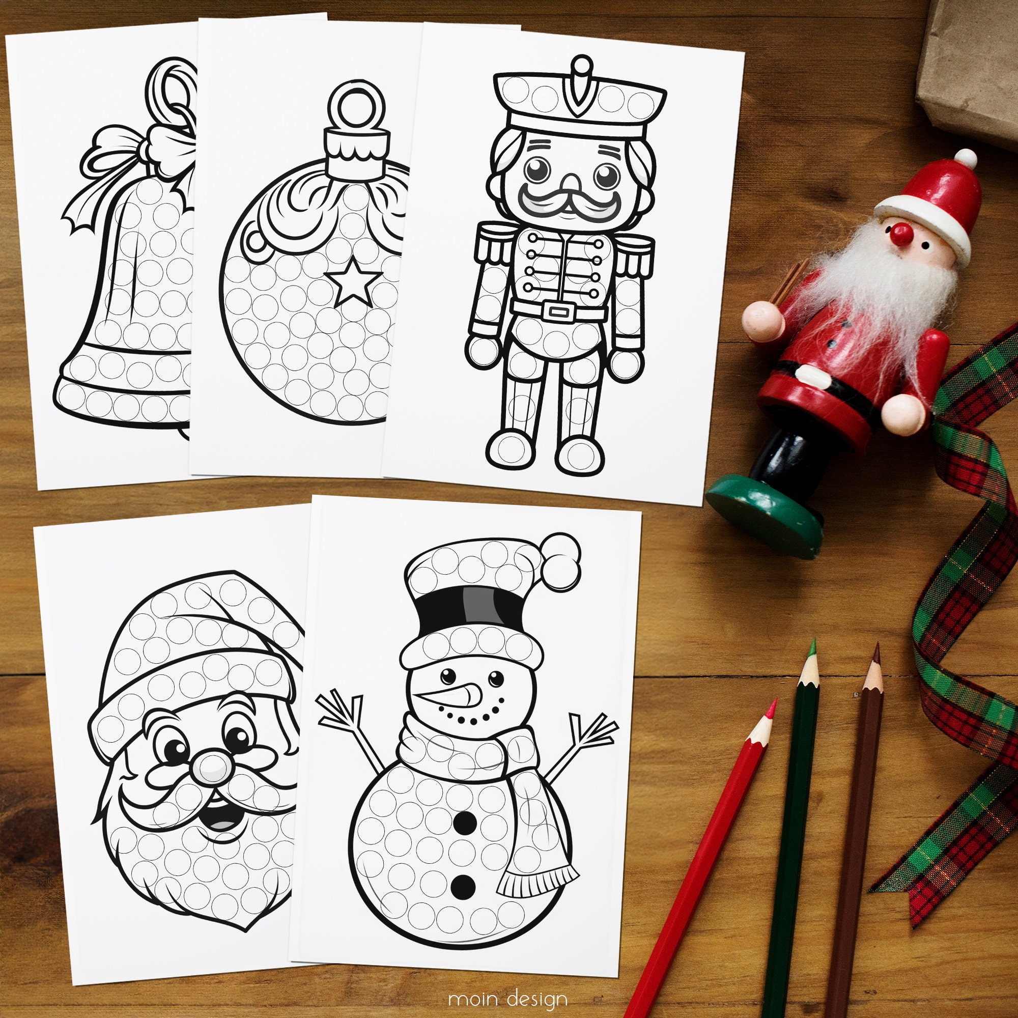 Christmas Dot Marker Coloring Pages, Dot a Dot Painting, Christmas Dot ...