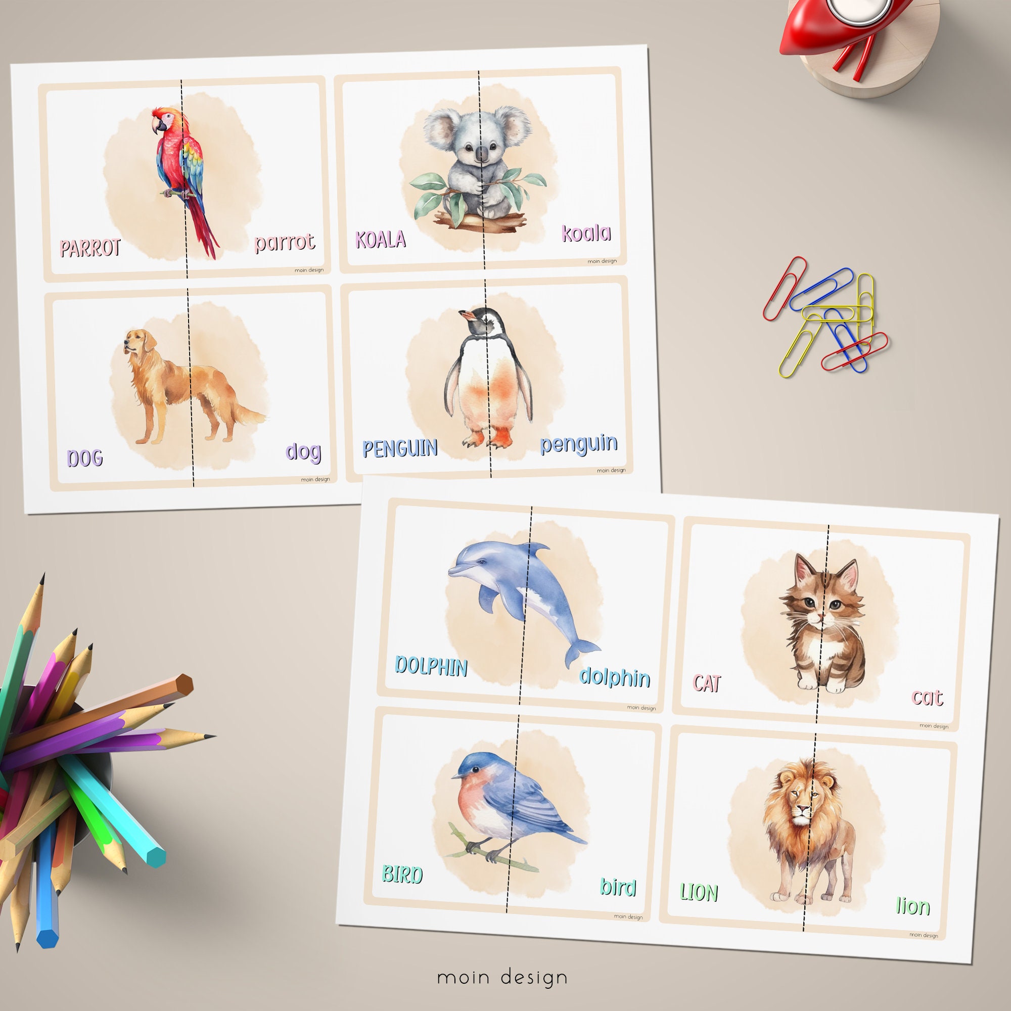 Animals Matching Game for Toddlers, Puzzle for Kids, Toddler Activity ...