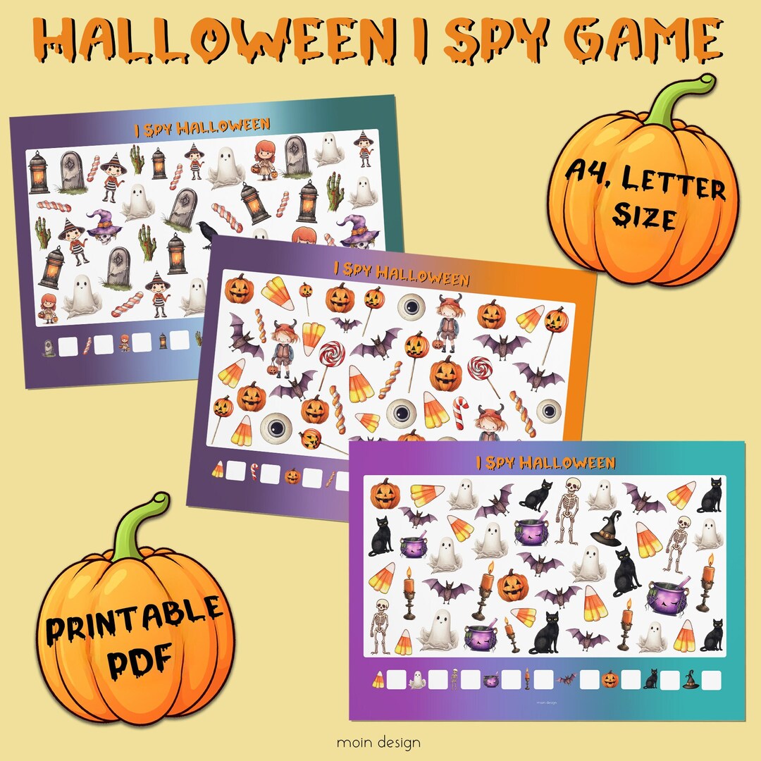 Printable Halloween I Spy Game, Toddler Halloween Activities, Kids ...