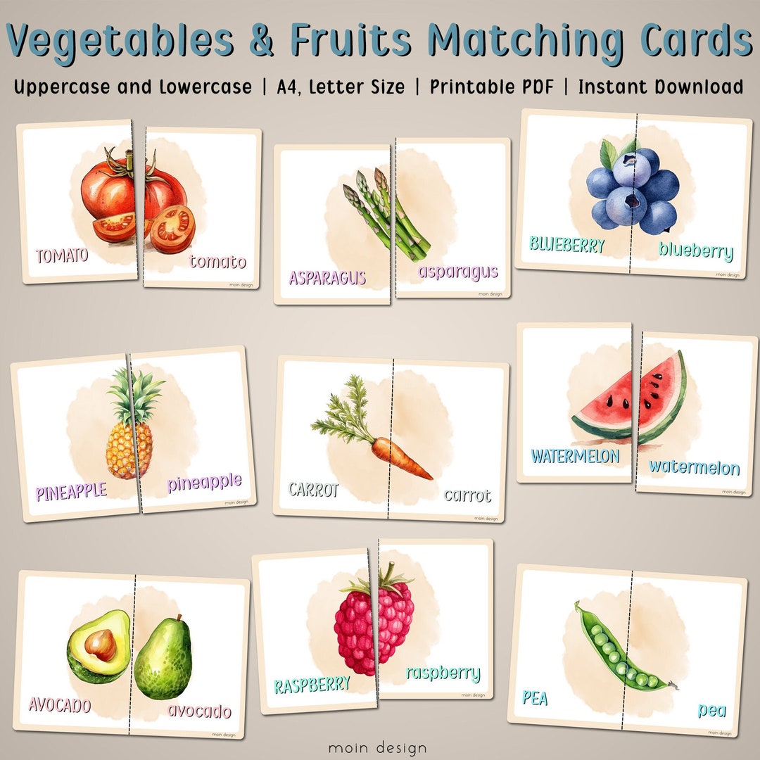 Vegetables & Fruits Matching Game for Toddler, Puzzle for Kids, Toddler ...