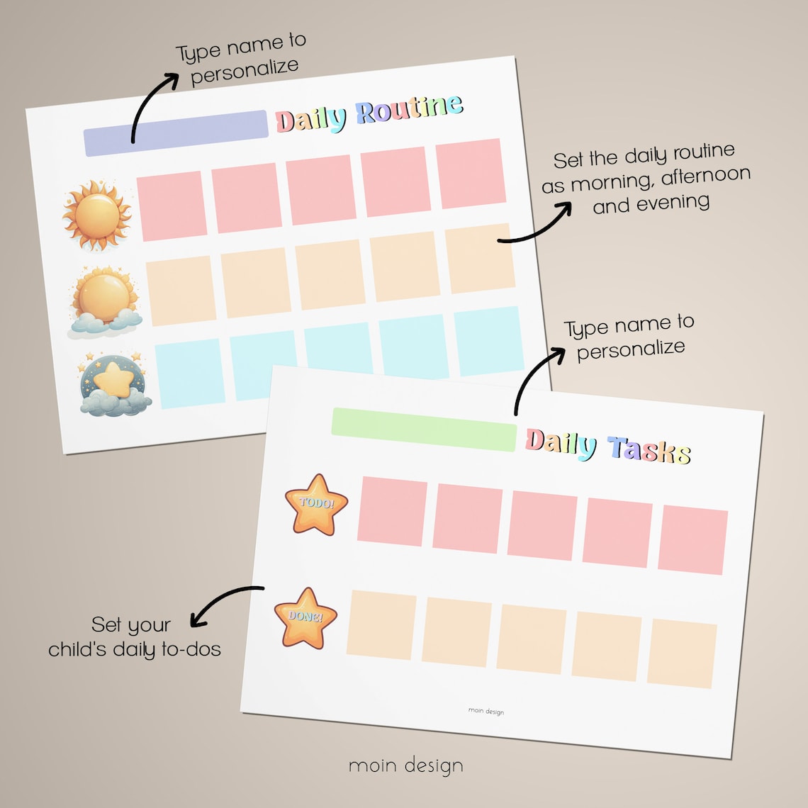 Printable Kids Daily Responsibilities Chart, Chores Chart, Routine ...