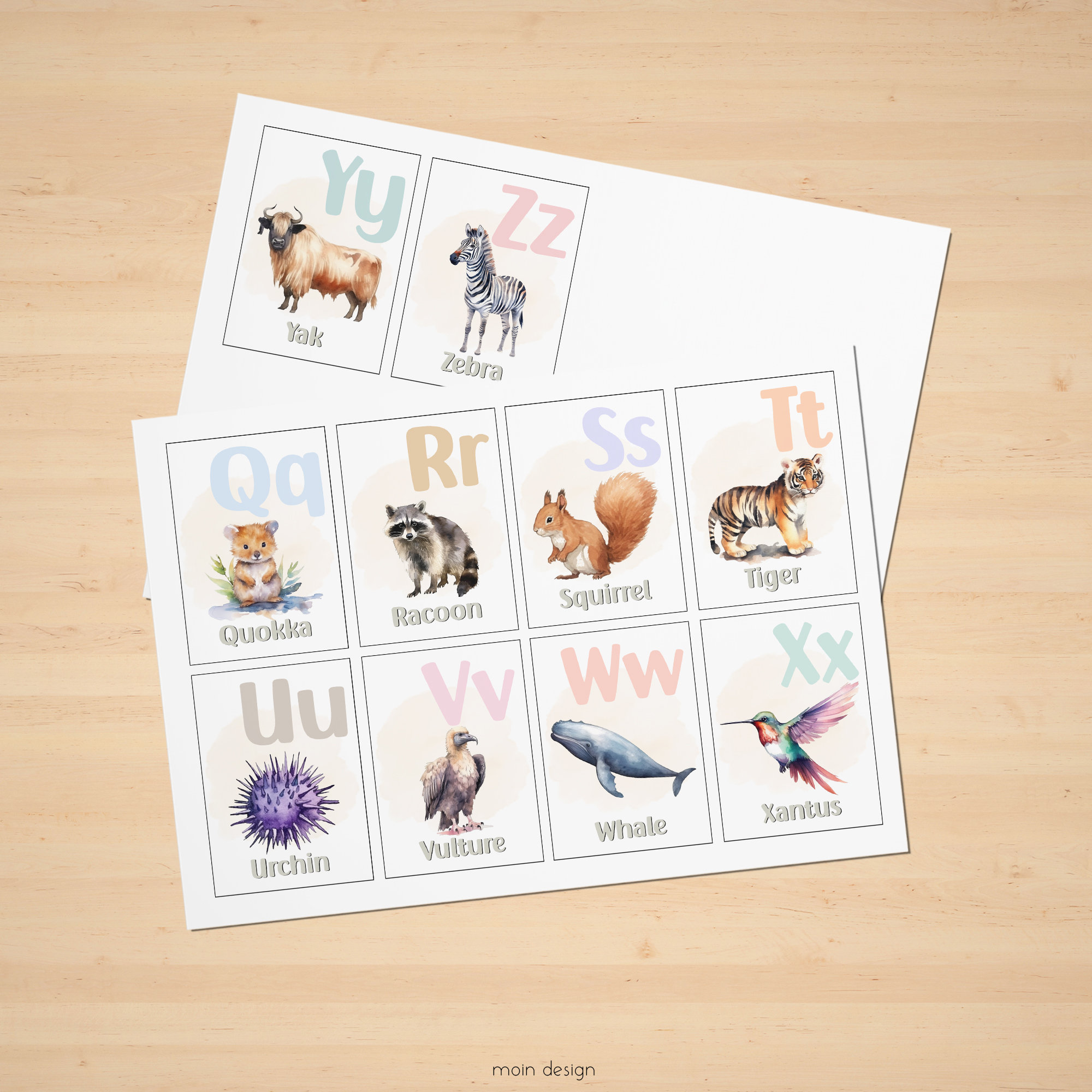 Animal Alphabet Flash Cards, Preschool Activity, Printable Montessori ...