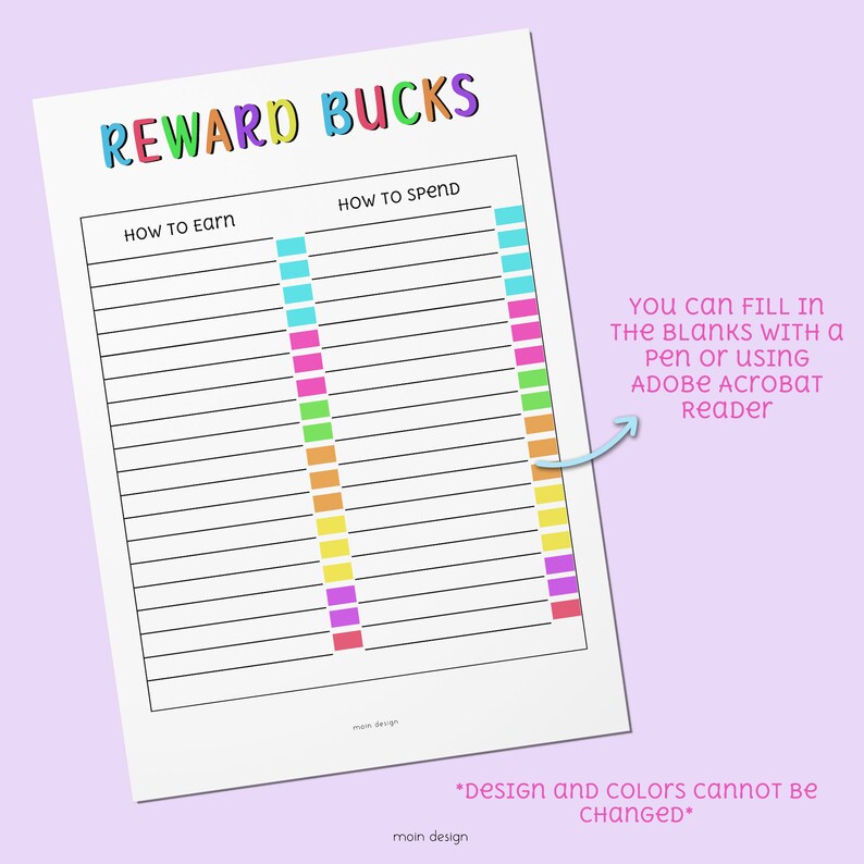 Printable Reward Bucks, Editable Chore Bucks, Reward Money, Reward ...