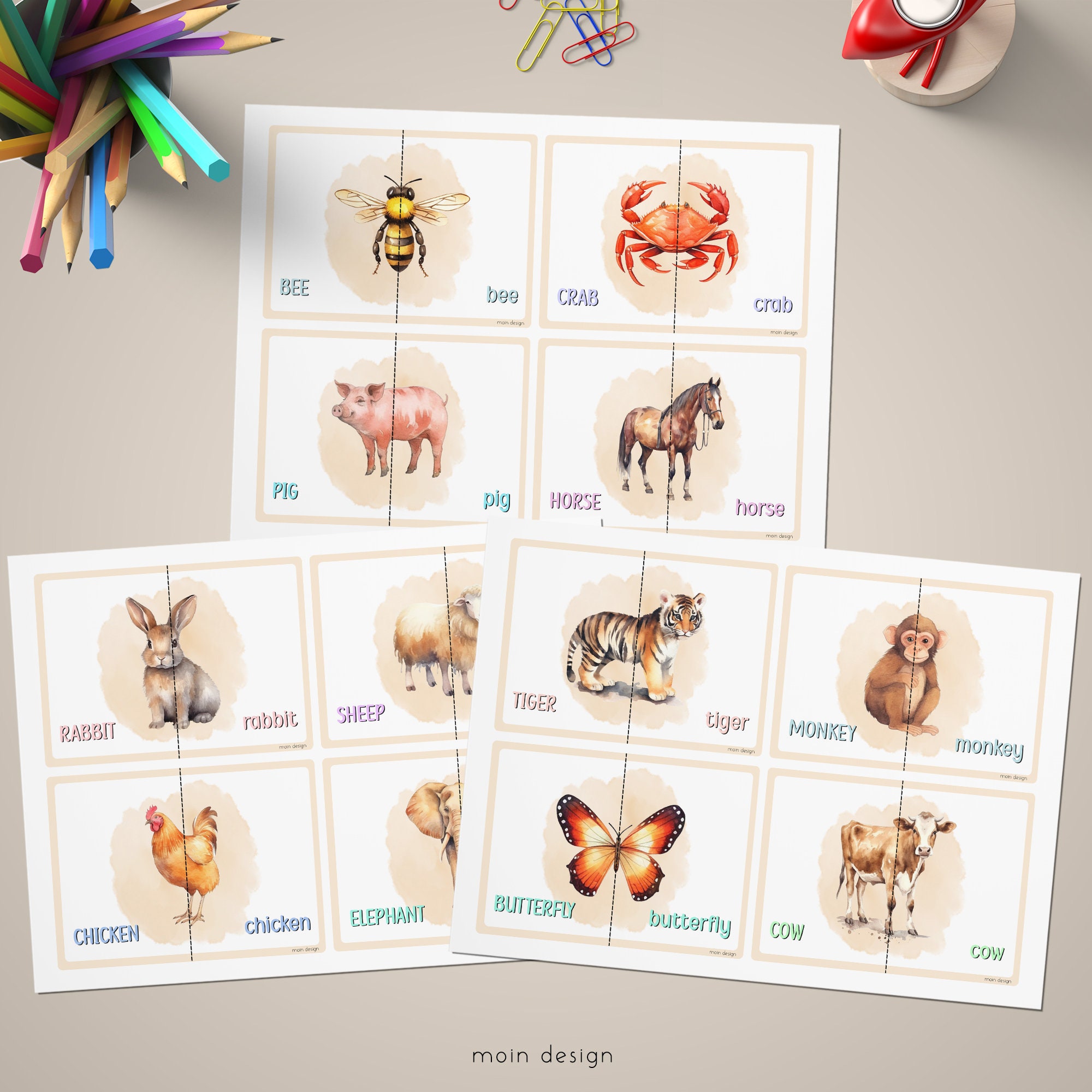 Animals Matching Game for Toddlers, Puzzle for Kids, Toddler Activity ...