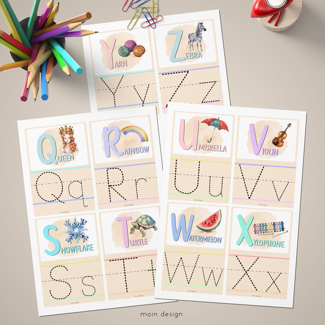 Printable Alphabet Tracing Cards, Preschool Practice Card, ABC Learning ...