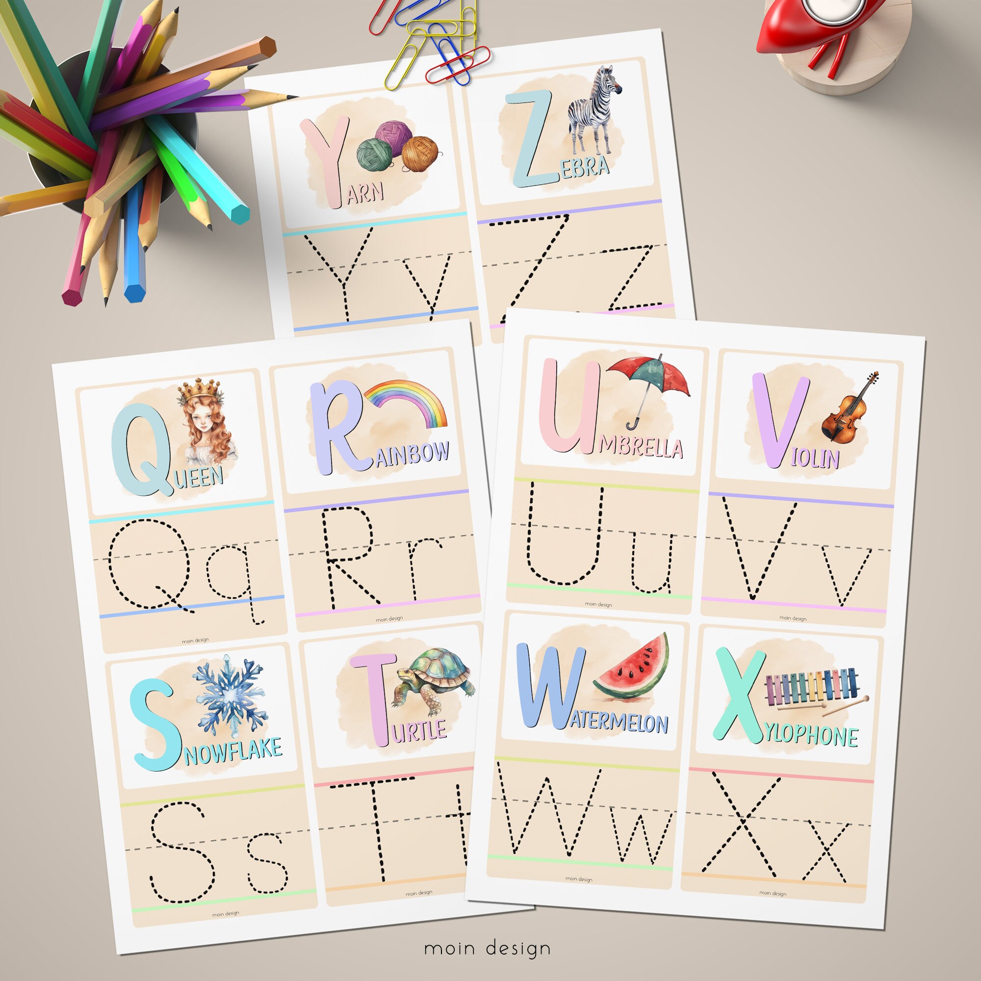 Printable Alphabet Tracing Cards, Preschool Practice Card, ABC Learning ...