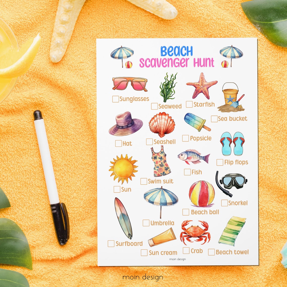 Printable Beach Scavenger Hunt for Kids, Summer Games for Kids, Party ...
