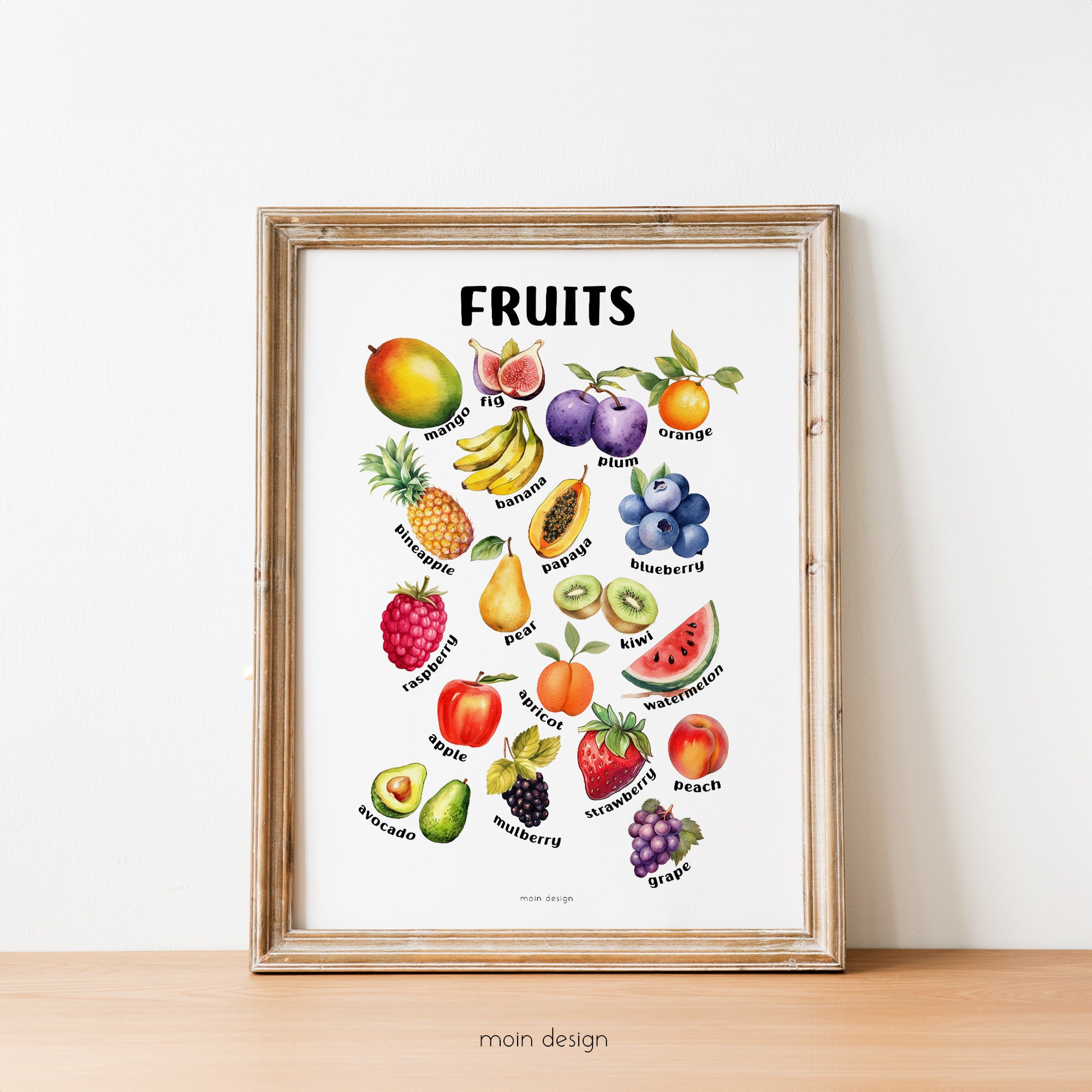 Fruits & Vegetables Poster Set, Watercolor Classroom Decor, Montessori ...