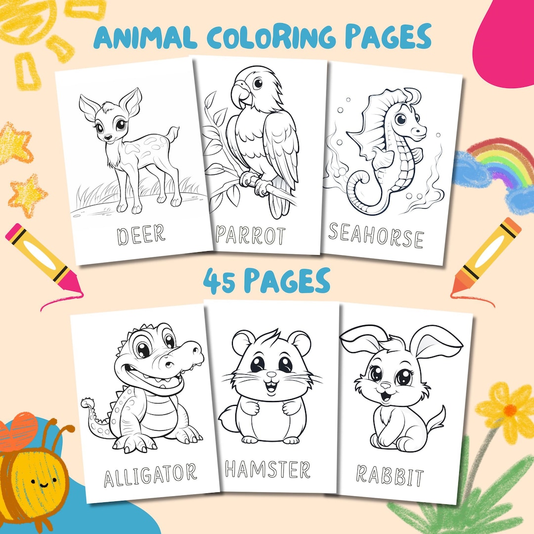 Printable Animal Coloring Pages for Kids, 45 Preschool Art Activities ...