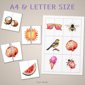 Summer Matching Game for Toddlers, Puzzle for Kids, Toddler Activity ...