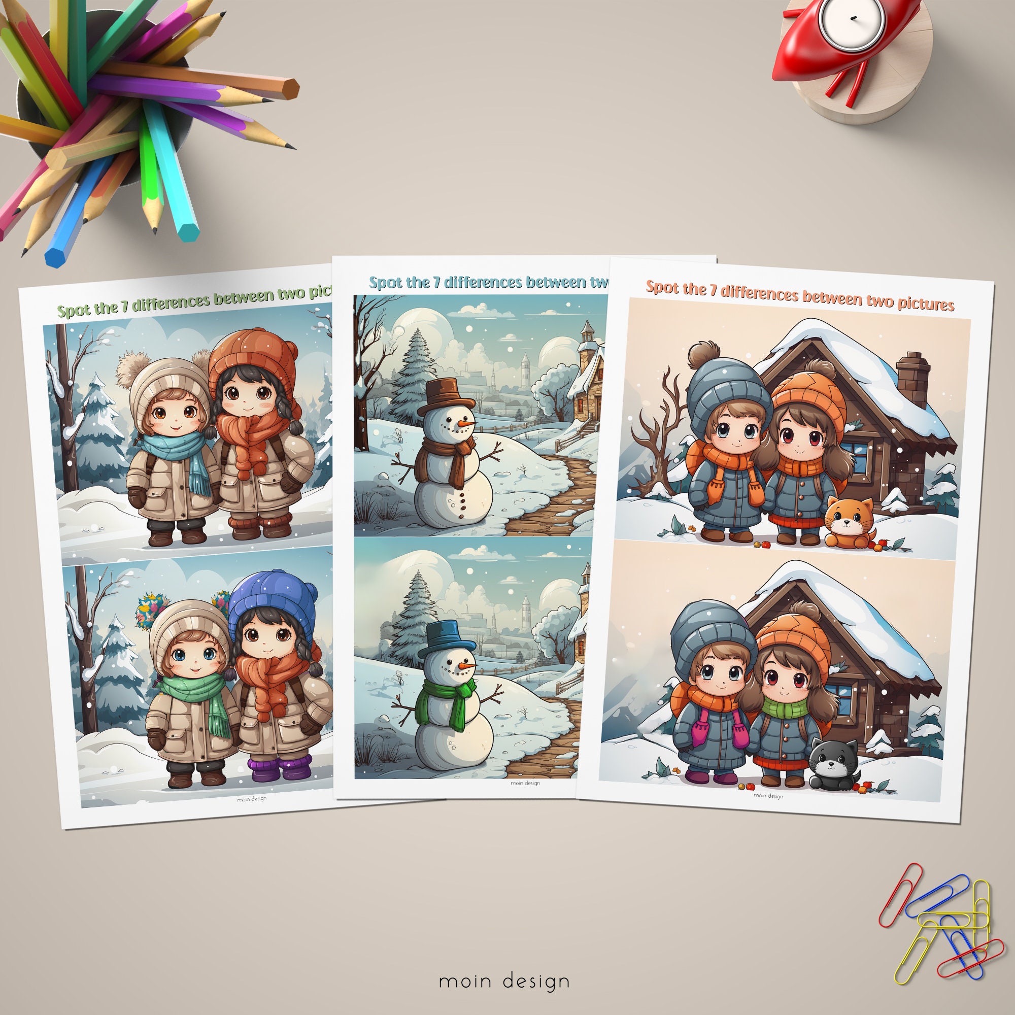 Printable Spot the Difference Activity, Toddler Activity Sheet, Winter ...