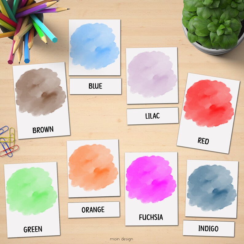 16 Color Flash Cards, Preschool Cards, Montessori Printable Activity ...