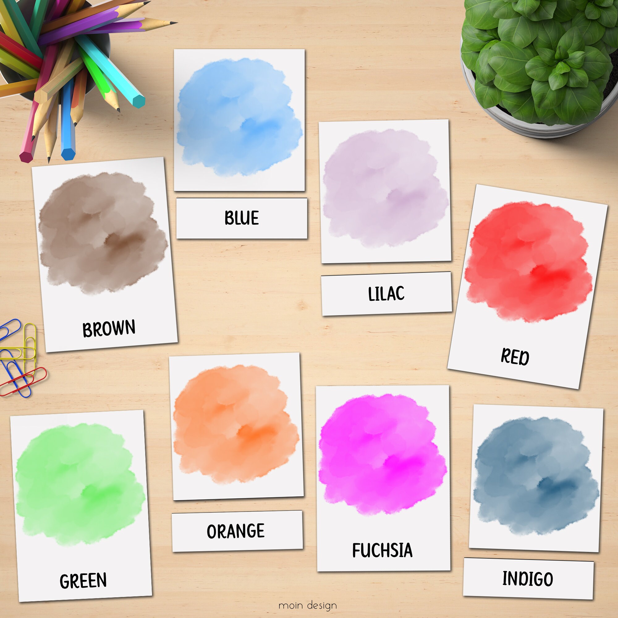 16 Color Flash Cards, Preschool Cards, Montessori Printable Activity ...