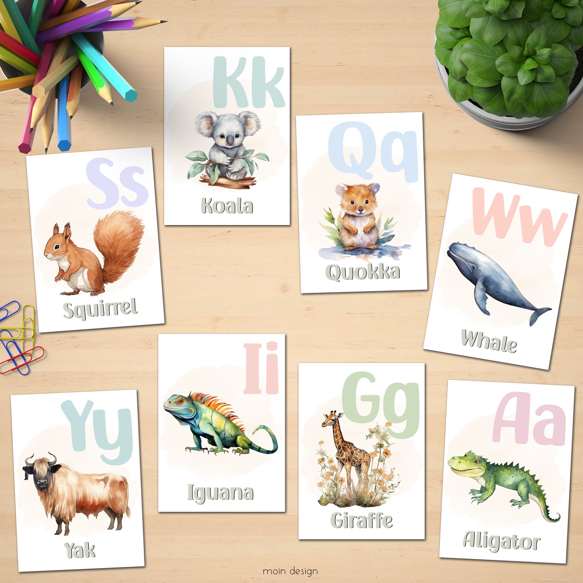 Animal Alphabet Flash Cards, Preschool Activity, Printable Montessori ...
