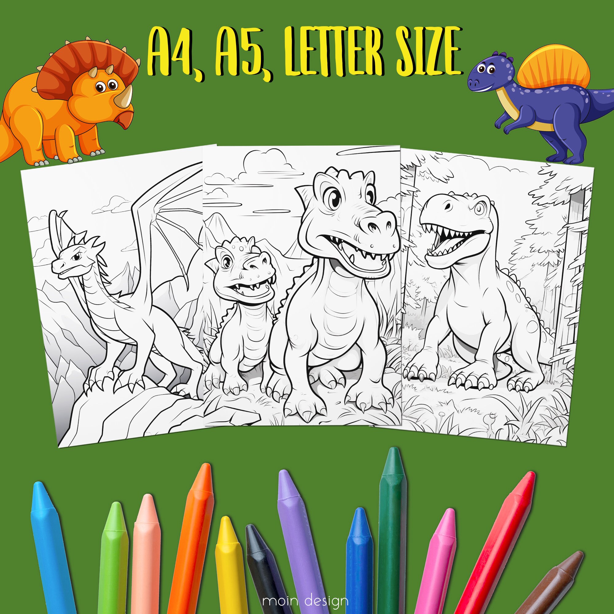 Dinosaurs Coloring Page Printable, Kids Activity, Creative Activity ...