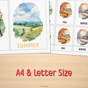 Seasons Flash Cards: Montessori Preschool Activity (printable PDF) - Etsy