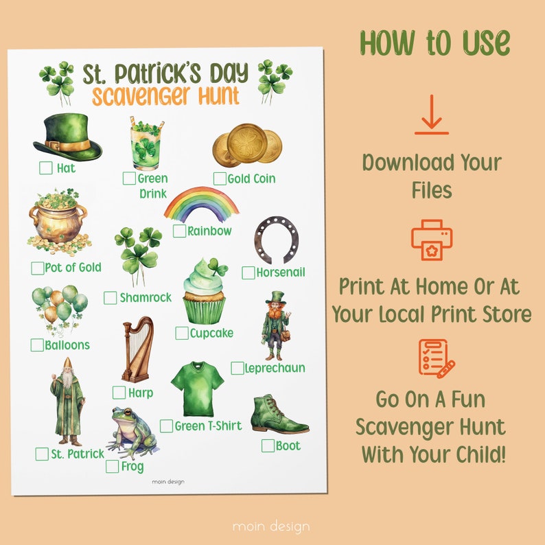 Printable St Patricks Day Scavenger Hunt for Kids, St Patricks Games ...