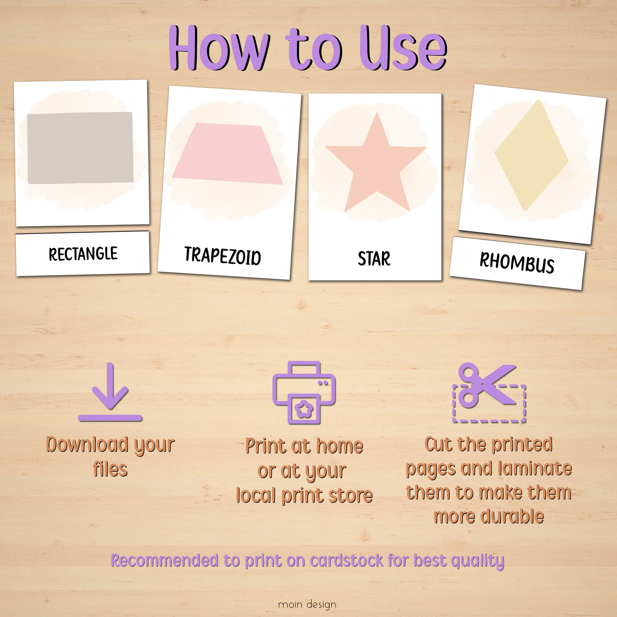 Shapes Flash Cards, Preschool Activity, Printable Montessori Cards ...