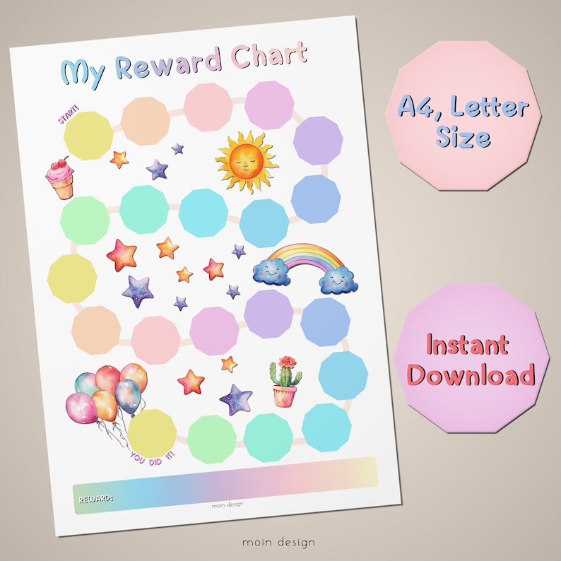 Printable Reward Chart, Kids Routine Chart, Toddler Routine Sticker ...