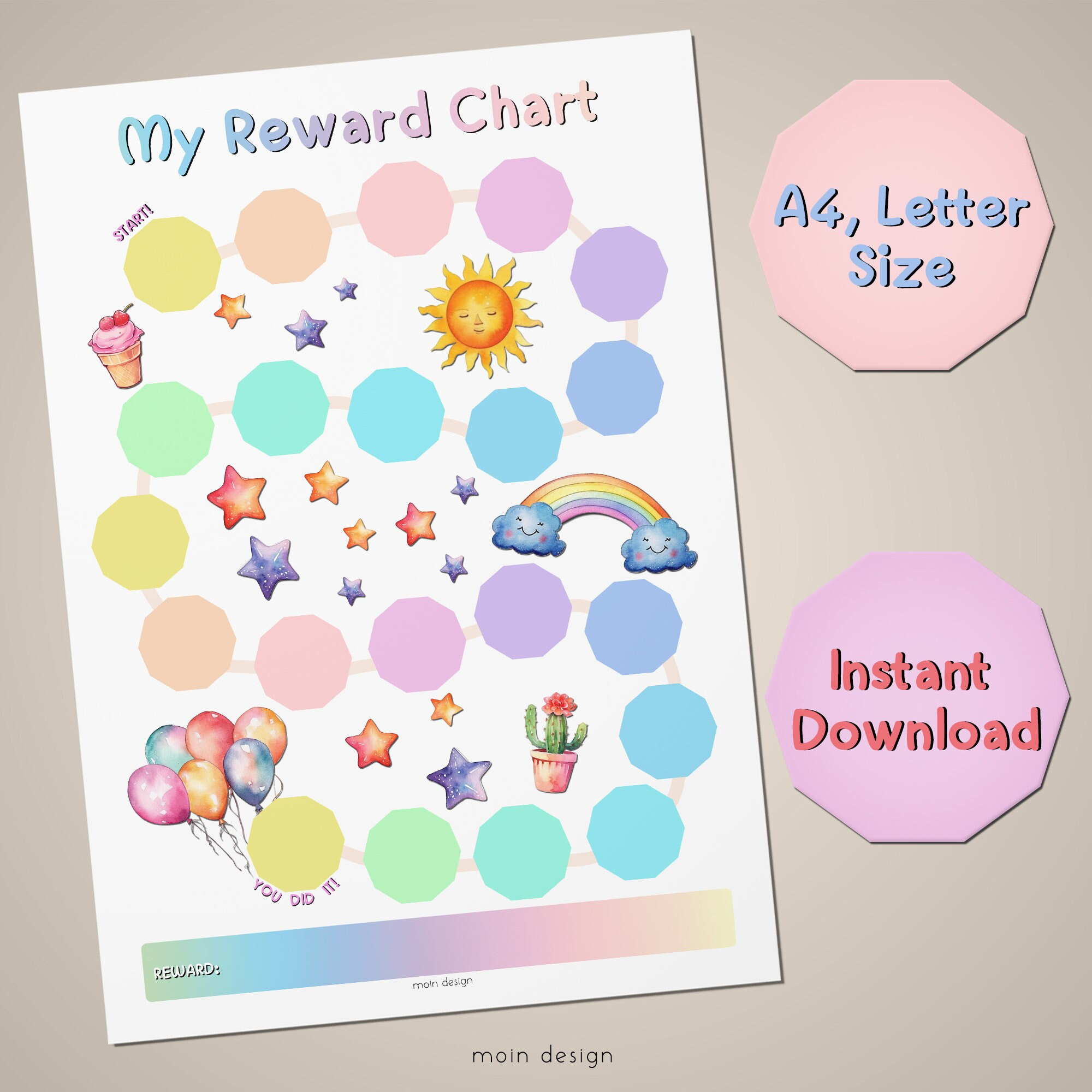 Printable Reward Chart, Kids Routine Chart, Toddler Routine Sticker ...