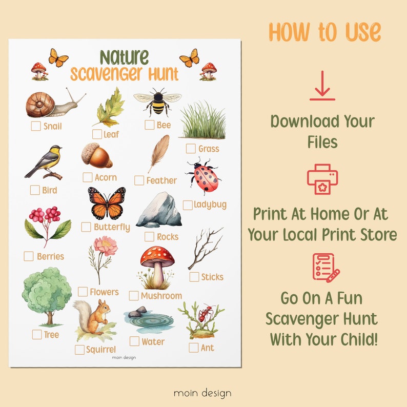 Printable Nature Scavenger Hunt, Outdoor Activity for Kids, Preschool ...